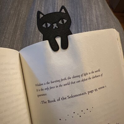 Cat Bookmark 3D Printed in Black Plastic - Etsy