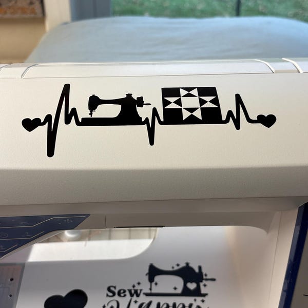 Sewing Machine Quilting Block Heartbeat Decal Sticker for Car Window ...