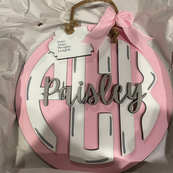 Baby Girl Hospital Birth Stat Sign | Hospital Door Hanger | Newborn ...