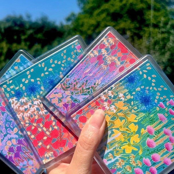 Colourful Coasters, Flower Designs, Set of Four, Acrylic Coasters ...
