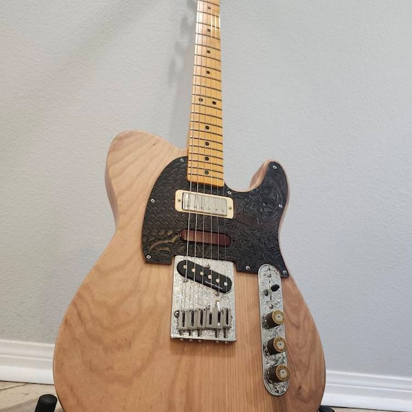Custom Tooled Leather Oak Leaf Pickguard Fits Fender Telecaster Tele ...
