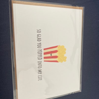 So Glad You POPPED Into My Life Popcorn Greeting Card, Note Card, Funny ...