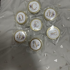 Personalized Gold Initial and Name Compact Mirror Signature Floral ...