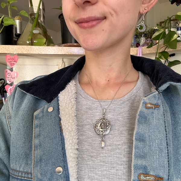 Photo Locket, Starry Sky Locket, Moon and Stars, Anniversary Gift, Gift ...