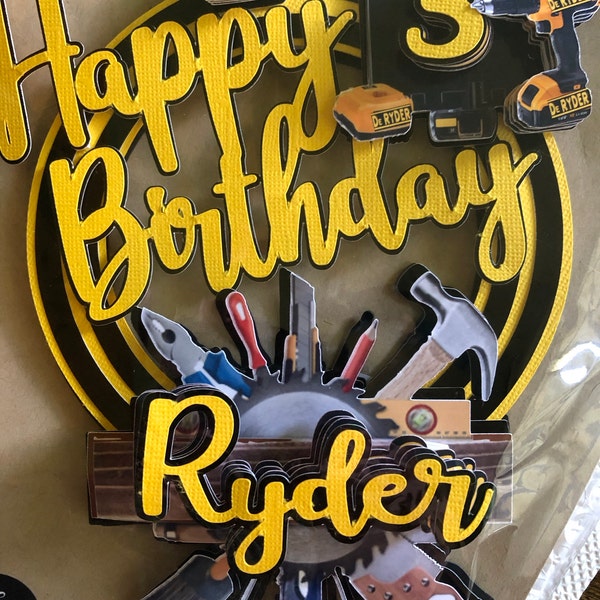 Carpenter Cake Topper, Tools and Hardware, Lumberman, Theme Cake Topper ...