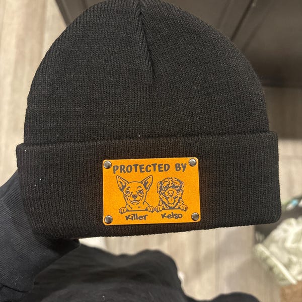 Custom Baby Beanie With Vegan Leather Patch for Boy Girl, Personalized ...