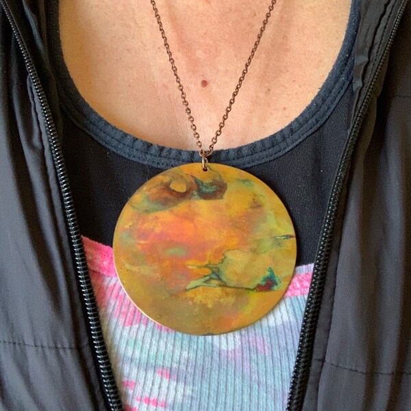 Firepainted Copper Angel Wing Pendant Necklace - Etsy