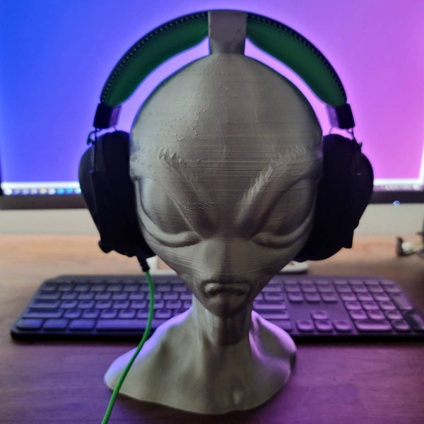 Alien Head Headphone Stand! Headset Holder Rack, Grey Area 51 ...