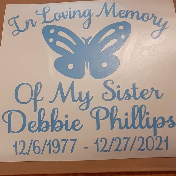In Loving Memory Butterfly Decal, Remembrance Decal, in Loving Memory ...
