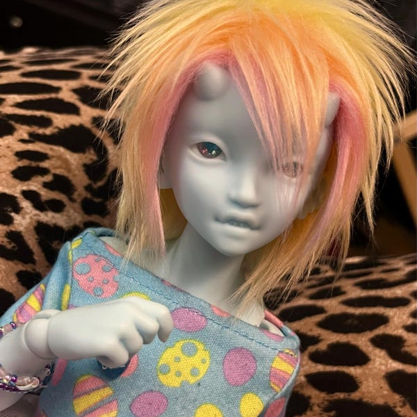 Mohair Yarn Doll Wig With Bangs 5 Colors for Tiny Dolls 3.5-7" Size for ...