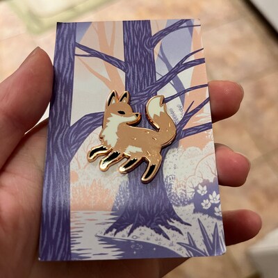Rose Gold Fox Enamel Pin Badge - Etsy