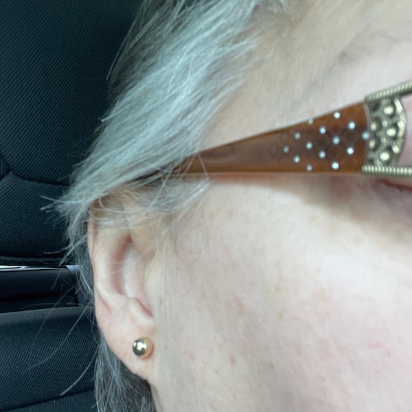 14K Yellow Gold Ball Push Back Studs- Tiny Earring Stud- Dainty Ball ...