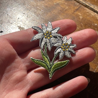 Edelweiss Iron on Embroidered Patches Set of 2 Appliques - Etsy