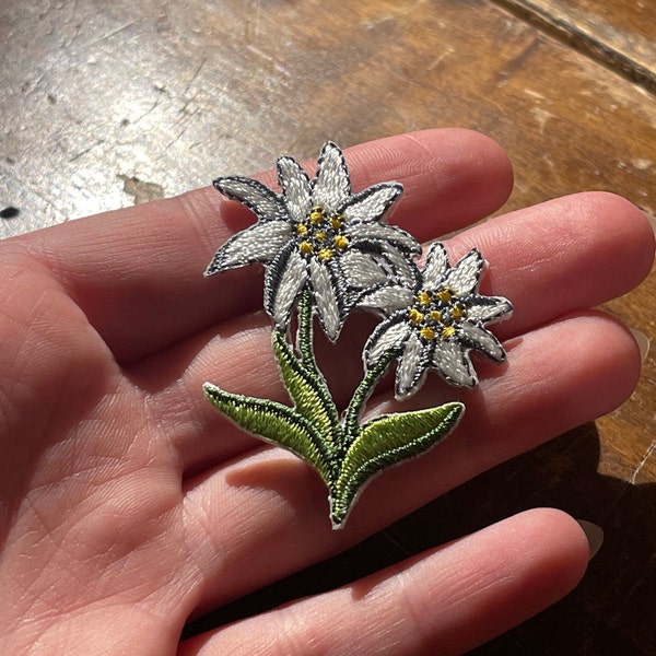 Edelweiss Iron on Embroidered Patches Set of 2 Appliques - Etsy