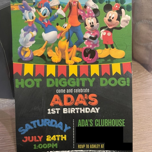 Mickey Mouse Hot Diggity Dog Invite - Etsy