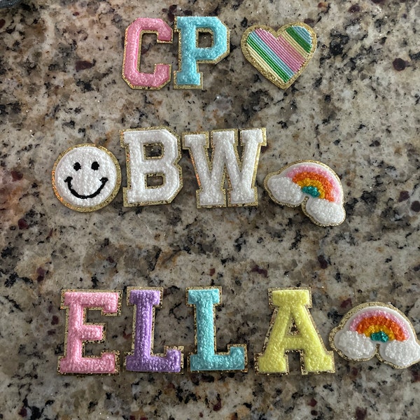 Sticker Colorful Chenille Embroidered Hearts or Stars or Rainbow Patch ...