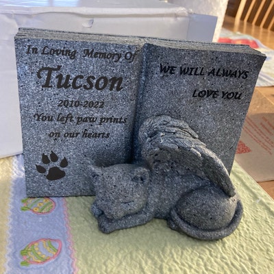 Personalized Cat Angel Pet Memorial Grave Marker Tribute Statue, Cat ...