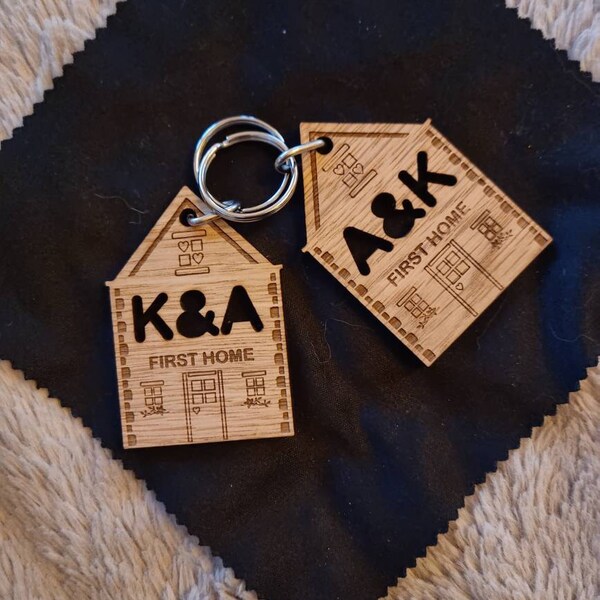 Set of 2 Couples New Home Keyrings - Housewarming Gift - Personalised ...