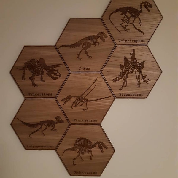 Dinosaur Wall Decor Fossil Bones Wooden Art / Plaque - Nursery / Kids ...