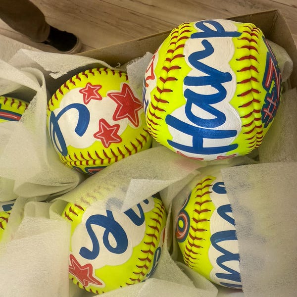 Personalized Hand Painted Softball, Senior Gift, Coach Gift, Athlete ...