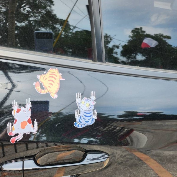 Cute Cartoon Cat Car Sticker, Funny Cat Scratch Decals, Custom ...
