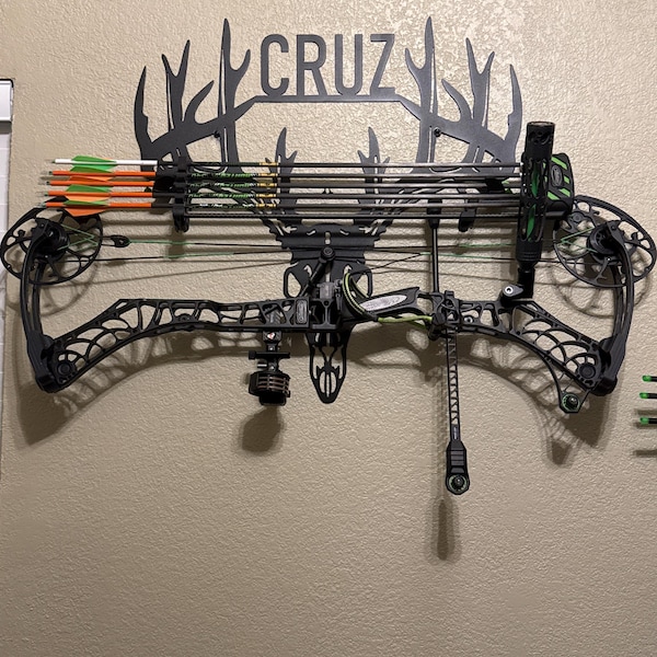 Personalized Bow Hanger, Custom Metal Bow Holder, Deer Skull Bow Rack ...