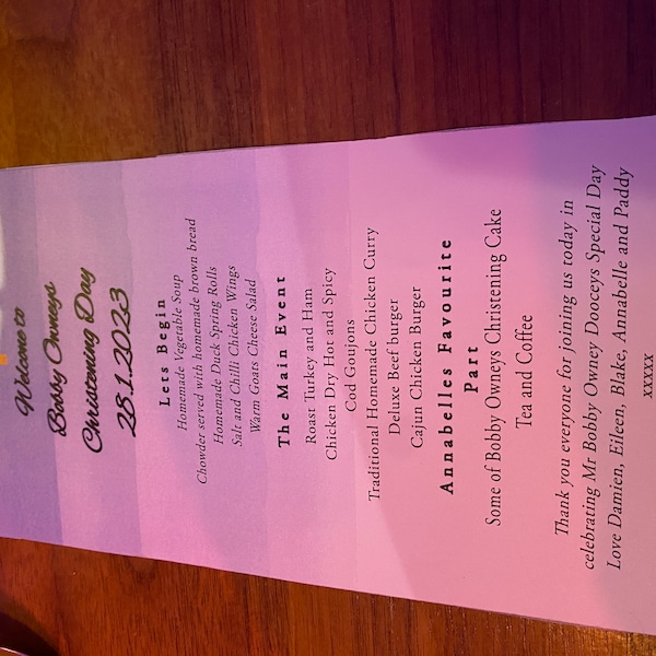 Watercolor Menu Baptism Template, Editable Baptism Menu, Printable Menu ...