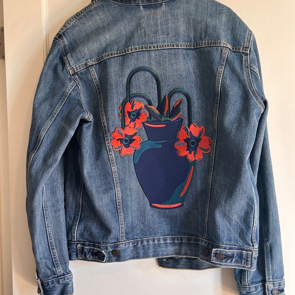 Falling Flowers Iron on Patch // Large Back Patch // Flower Patches ...