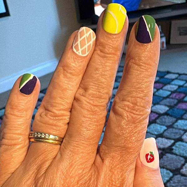 Wimbledon Tennis Themed French Manicure Hand Painted Press on Nails ...