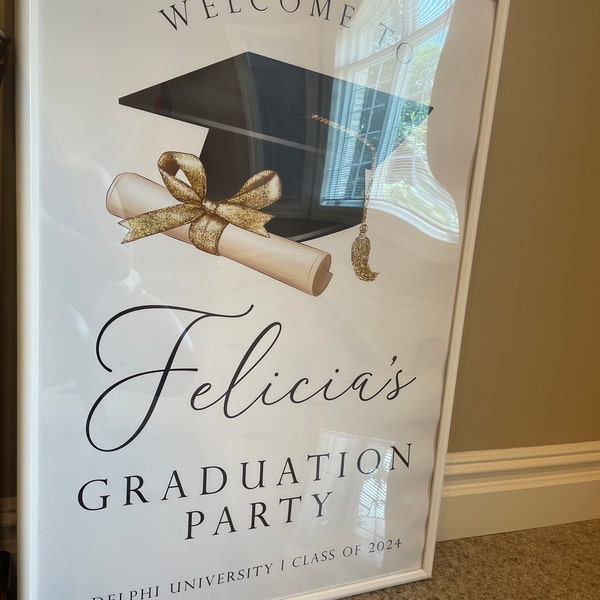 Graduation Party Welcome Sign, Custom Graduation Party Signs, Black and ...