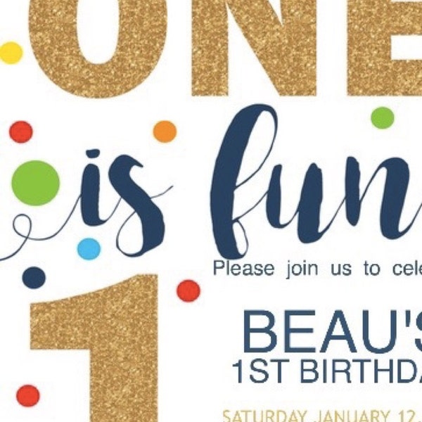 Confetti Boy 1st Birthday Invitation: Polka Dot Primary Colors (digital ...