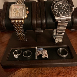 Mahogany Wood Desk Organizer Watch Stand Jewelry Tray | Etsy