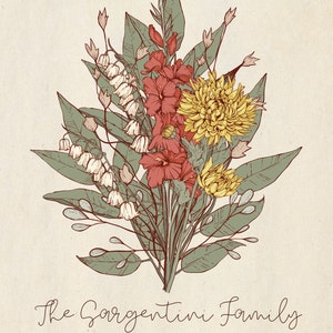 Birth Flower Family Bouquet Digital Art 8x10 Printable File - Etsy
