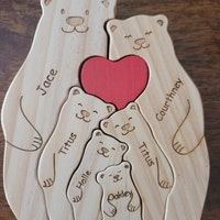 Family Wooden Hug Bears Puzzle,personalized Family Puzzle,custom Wooden ...