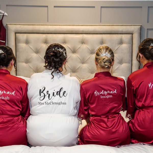 Long Satin Pyjamas, Personalised Bride Pyjamas, Wedding Pjs ...