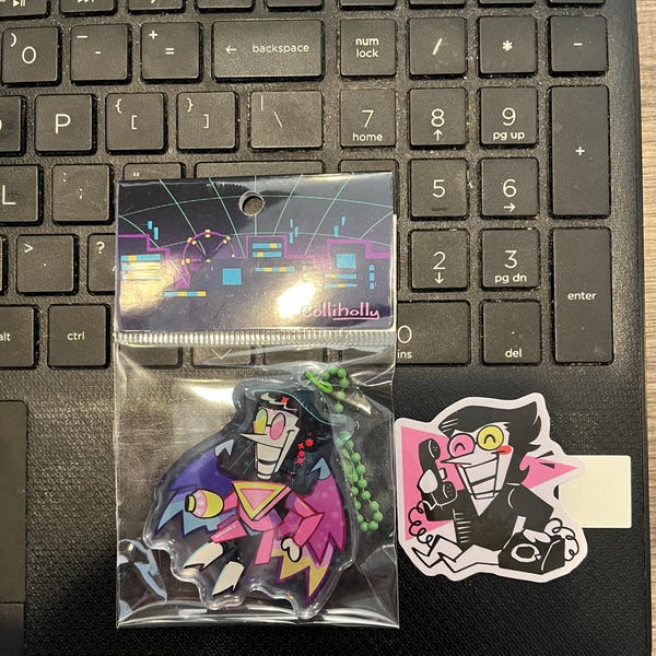 Spamton NEO Deltarune Holographic Keychain - Acrylic and Epoxy Charm 2. ...