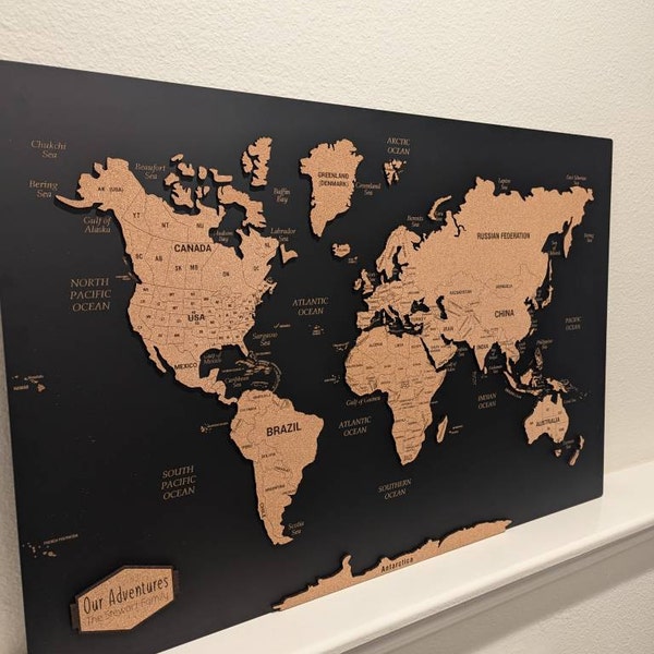 3d World Map, Cork World Map Wall Art, Wooden World Map Push Pin, Personalized Travel Map, Above ...