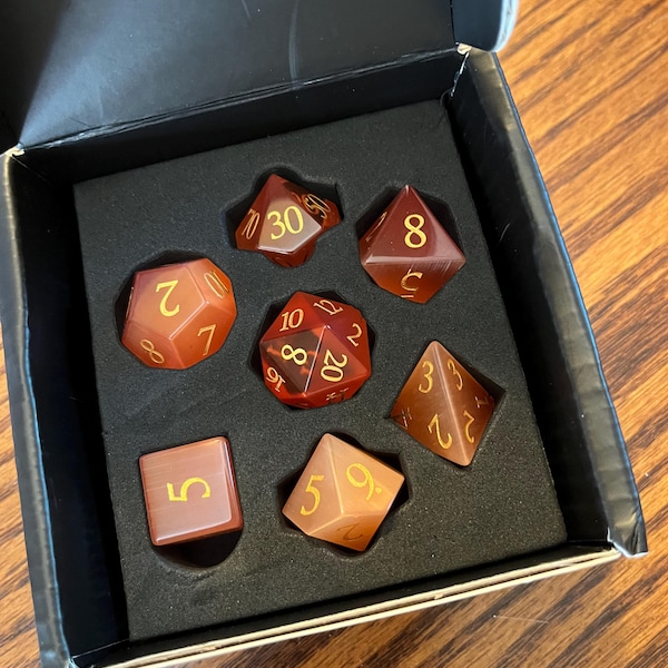 Full Dnd Dice Set | Satin Finish Dice | Rainbow Matt Glass| Dnd Gift ...