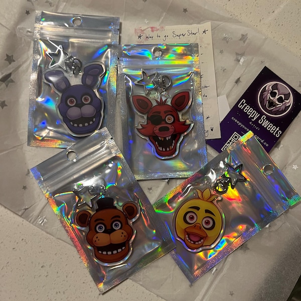 FNAF Keychains Freddy, Bonnie, Chica, Foxy 2.5" Double-sided Acrylic ...