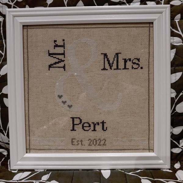 Wedding Cross Stitch Pattern, Mr & Mrs, DIY Customizable, Modern ...