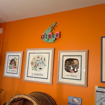 1950s Style Atomic Diner Sign Retro Futurism Painted Space Age Styled ...