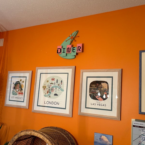 1950s Style Atomic Diner Sign - Retro Futurism - Painted Space Age ...