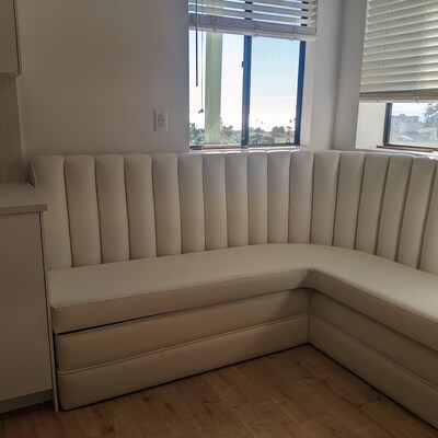 Vertical Channel Tufted Booth, Upholstered Banquette With Back ...