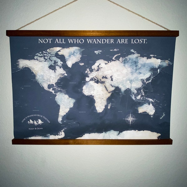 Large Office Wall Map, Personalized World Map, Executive Wall Art ...