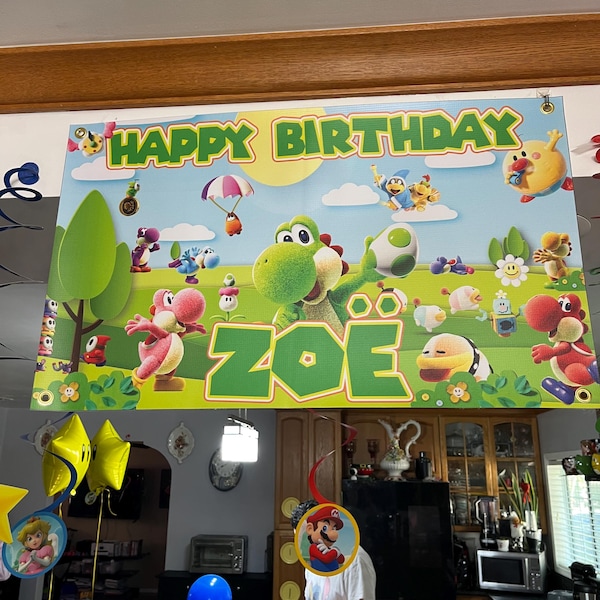 Yoshi Birthday Banner, Yoshi Birthday Banner, Yoshi Birthday, Yoshi ...