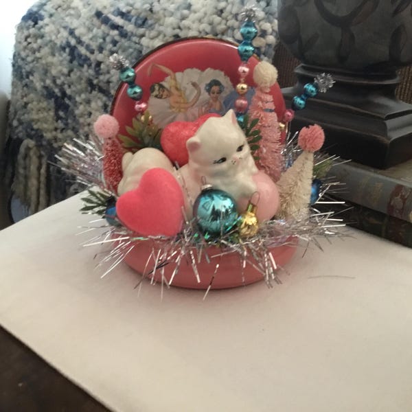 Vintage Easter Gift Decoration Decor 1947 Plaster Lamb Bottle Brush ...