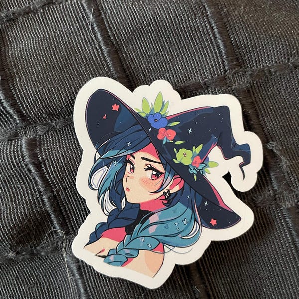 Colorful Witch Sticker, Vivid Colored Witch Sticker, Cute Witch Sticker ...