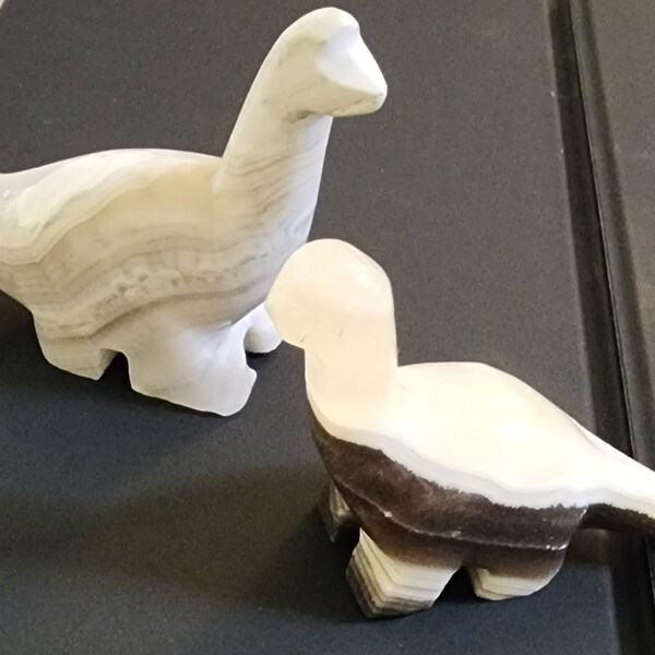 Zebra Onyx Small Apatosaurus Dinosaur Carving, Paleontology ...
