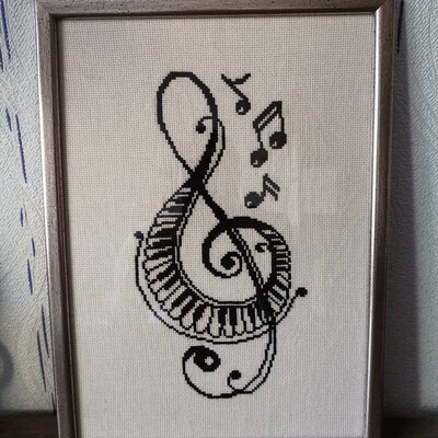 Treble Clef Cross Stitch Pattern, Modern Cross Stitch by LEFOJA ...