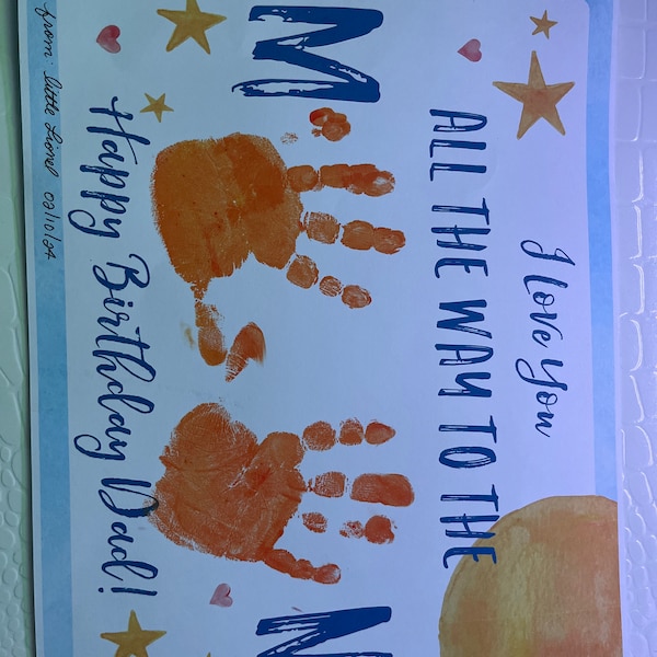 I Love You to the Moon Birthday Card for Dad From Kid, Printable ...